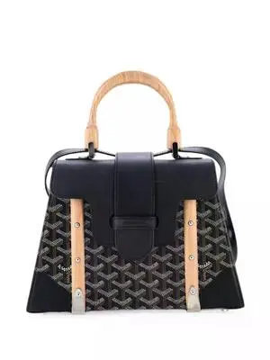Goyard Saigon Top Handle Bag Coated Canvas With Leather Pm Satchel - Black