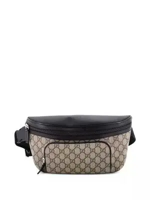 Gucci Gg Coated Canvas With Leather Large Belt Bag - Black