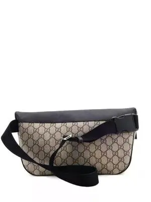 Gucci Gg Coated Canvas With Leather Belt Bag