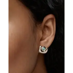Monica Vinader Sterling And Amazonite Stud Earrings