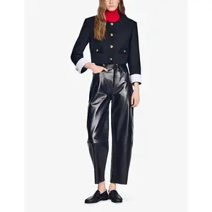 Sandro Cropped Stripe Wool Jacket