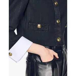 Sandro Cropped Stripe Wool Jacket