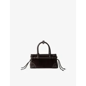 Prada Corduroy And Leather Top Handle Bag - Brown