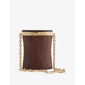 Cult Gaia Wooden Wristlet With Chain Strap