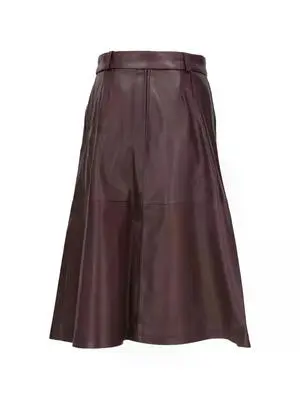 Isaia Belted Front-slit A-line Midi Skirt