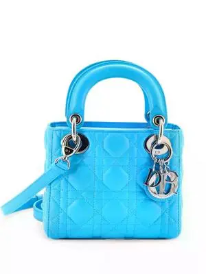 Dior Lady Bag Cannage Quilt Lambskin Mini Satchel - Blue