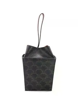 Celine Strap Box Top Handle Bag Triomphe Coated Canvas Satchel