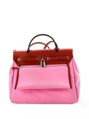 Hermès Herbag Zip Leather And Toile 31 Shoulder Bag - Pink
