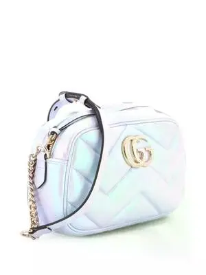 Gucci Gg Marmont Chevron Iridescent Leather Small Shoulder Bag