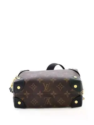 LOUIS VUITTON Petite Malle Souple Handbag Monogram Canvas With Leather Shoulder Bag - Black