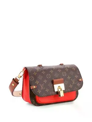 LOUIS VUITTON Monogram Canvas Leather Satchel Handbag - Red