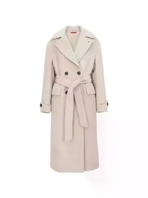 Isaia Belted Double-breasted Coat - Neutrals