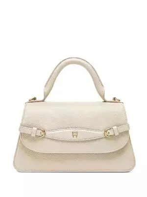 AIGNER Small Cavallo Grained Leather Tote Bag - White