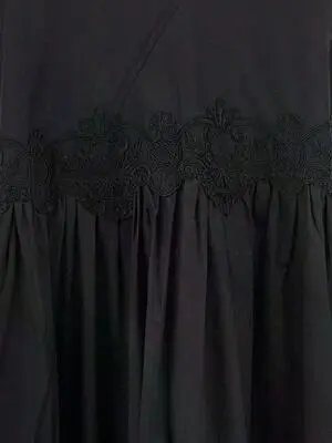 MAURIZIO MYKONOS Sleeveless Lace Insert Ruffled Maxi Dress - Black