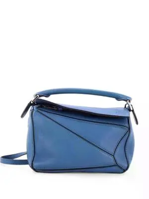 Loewe Puzzle Bag Leather Mini Crossbody Bag - Blue