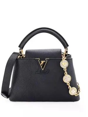 LOUIS VUITTON My Capucines Chain Bag Taurillion Leather Small Satchel - Black