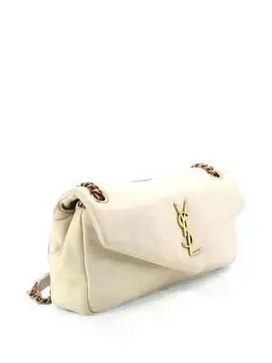Saint Laurent Calypso Flap Bag Leather Medium Crossbody Bag - Neutrals