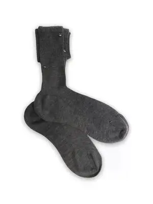 Maria La Rosa Crystal-embellished Ribbed-knit Socks - Grey