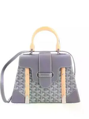Goyard Saigon Top Handle Bag Coated Canvas With Leather Pm Satchel - Grey