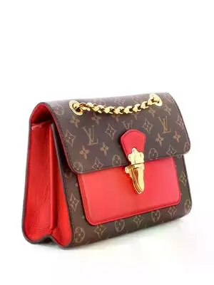 LOUIS VUITTON Victoire Handbag Monogram Canvas And Leather Shoulder Bag - Red