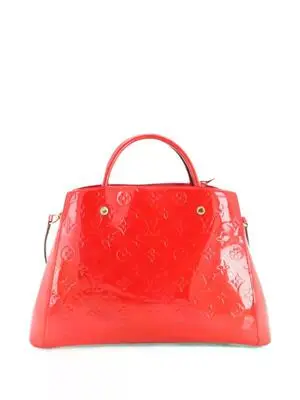 LOUIS VUITTON Montaigne Handbag Monogram Vernis Mm Tote Bag - Red