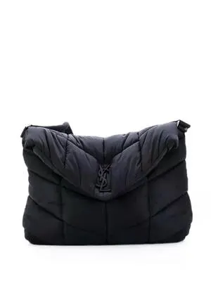 Saint Laurent Loulou Puffer Messenger Bag Quilted Econyl Shoulder Bag - Black