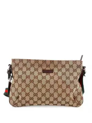 Gucci Web Strap Messenger Bag Gg Canvas Small Crossbody Bag - Brown