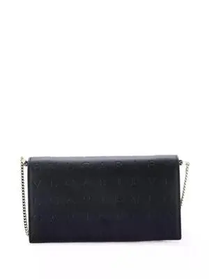 BVLGARI Logo Infinitum Chain Wallet Embossed Leather Crossbody Bag