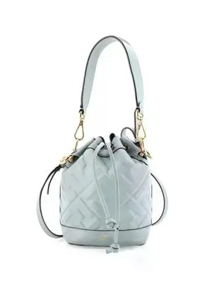 Fendi Mon Tresor Zucca Embossed Leather Mini Bucket Bag - Blue