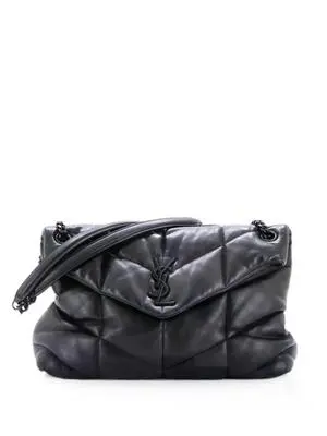 Saint Laurent Loulou Puffer Quilted Leather Medium Shoulder Bag - Black