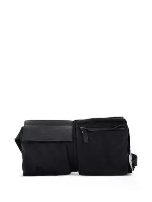 Gucci Vintage Double Gg Canvas Belt Bag - Black