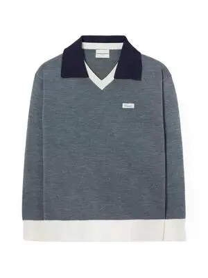 Claudie Pierlot Logo-patch V-neck Sweater - Blue