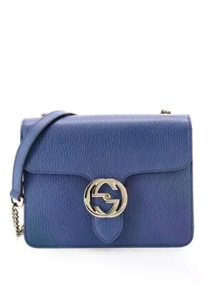 Gucci Interlocking Leather Small Shoulder Bag - Blue