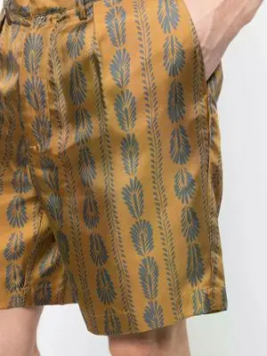 Bally Feather-pattern Silk Bermuda Shorts