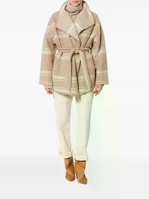 MARANT ETOILE Brea Horizontal-stripe Belted Coat