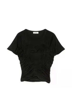 Sandro Heart Cut-out Ruched T-shirt