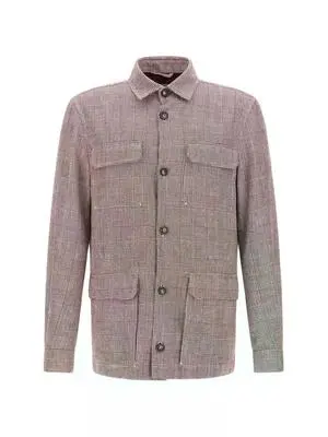 Herno Check-pattern Pocket-details Linen Jacket - Red