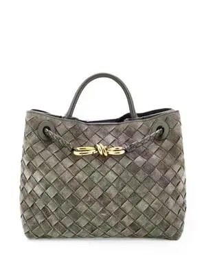 Bottega Veneta Andiamo Top Handle Bag Intrecciato Suede Small Satchel - Green