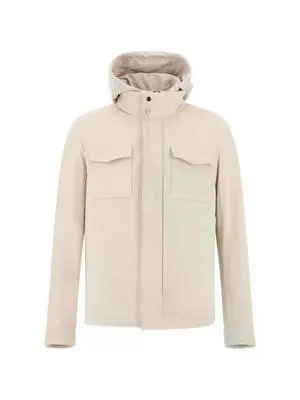 Herno Suede-effect Hooded Jacket - Neutrals