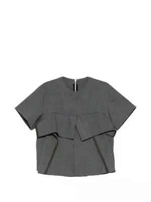 Sacai Ruffled Short-sleeve Top - Grey