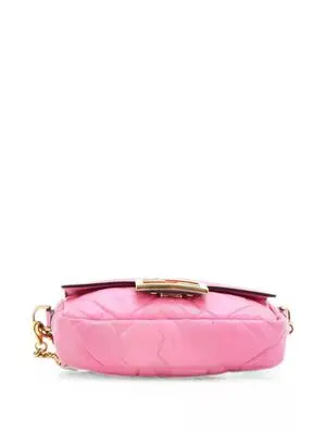 Fendi Baguette Nm Bag Zucca Embossed Leather Mini Crossbody Bag - Pink
