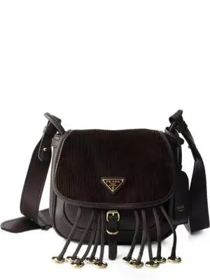 Prada Corsaire Corduroy And Leather Mini Shoulder Bag