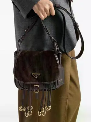 Prada Corsaire Corduroy And Leather Mini Shoulder Bag