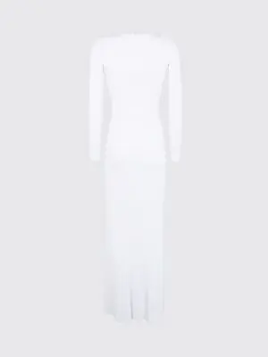 Elisabetta Franchi Ruched Maxi Dress With Keyhole Neckline - White