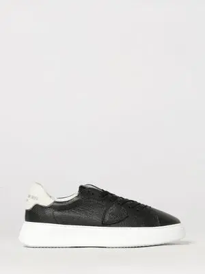 Philippe Model Temple Low Smooth Calfskin Low-top Sneakers With Shield Logo - Black 1
