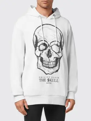 Philipp Plein Oversized Cotton Hoodie With Skull Print - White