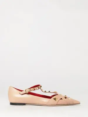 Valentino Garavani Valentino Garavani Studded Sheepskin Ballet Flats Pink