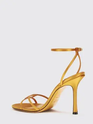 JIMMY CHOO Leo Silk Satin Stiletto Sandals - Orange