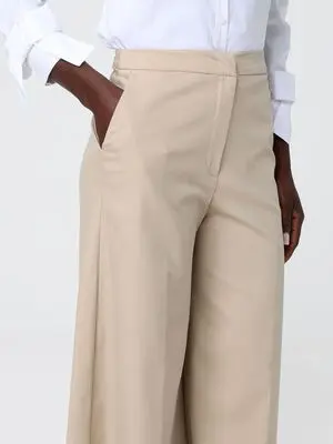 HANITA Cotton Blend Flared Trousers - Beige