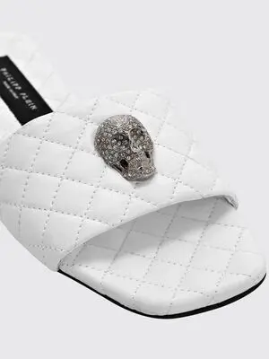 Philipp Plein Quilted Leather Low-heel Mules With Skull Detail